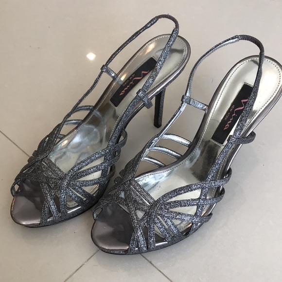Nina | Shoes | Nina New York Slingback Charcoal Glitter Sandals | Poshmark